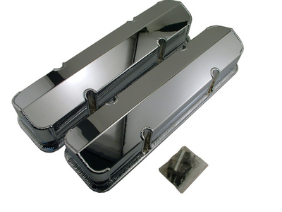 Chrome Fabricated Aluminum Valve Covers for Small Block Chevy
