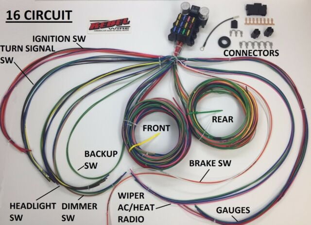 Rebel Wire 16 Circuit Muscle Car LS Wiring Harness Kit USA MADE