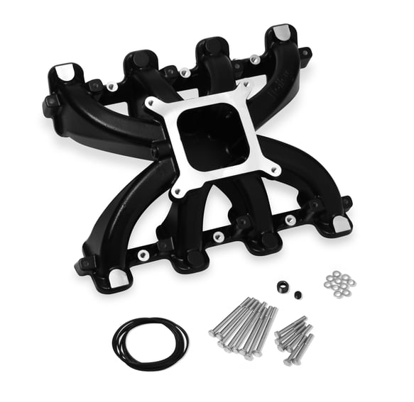 Holley Single Plane Carbureted Intake - GM LS3/L92 - Black Black ...